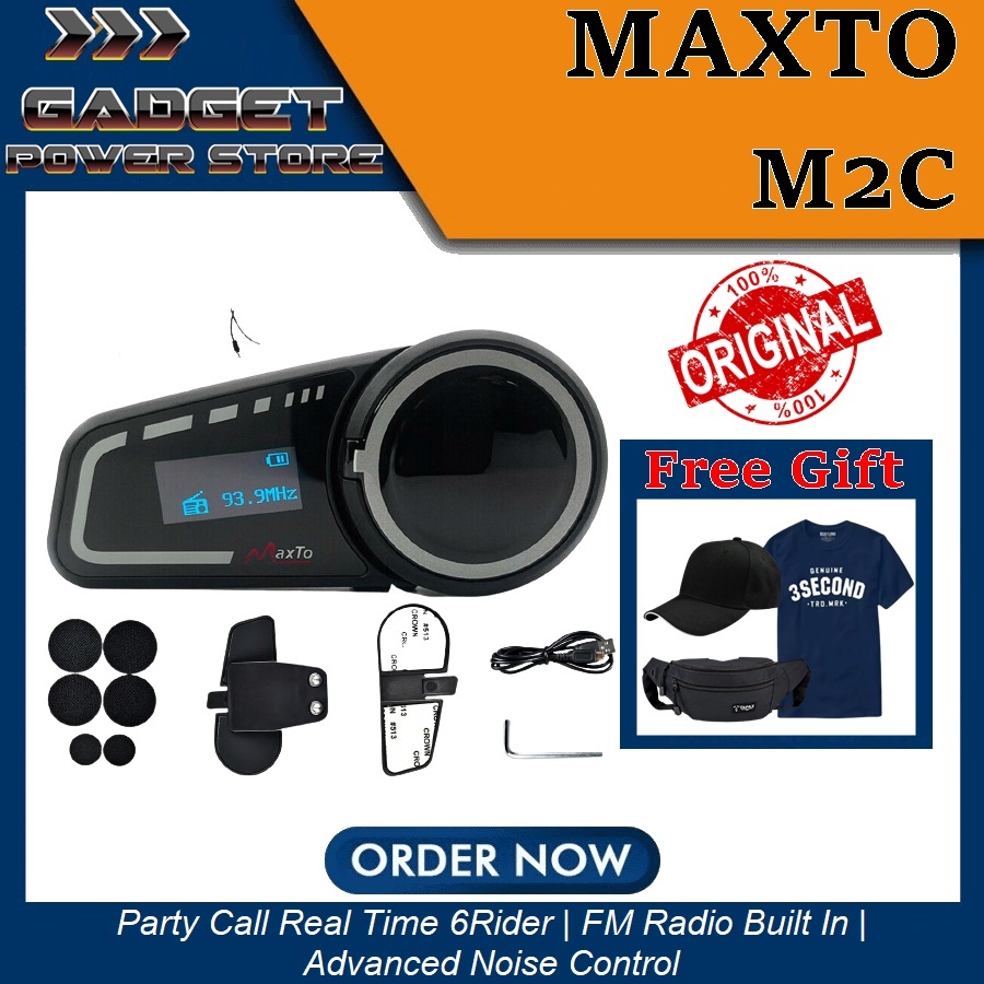 Jual Maxto M2C 6 Rider Intercom Bluetooth Helm Party Call Original | Shopee Indonesia