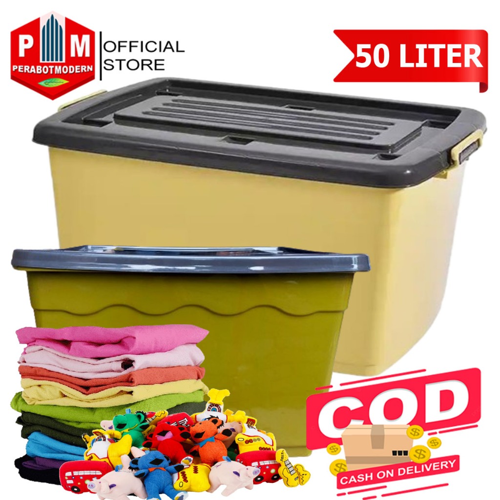 Jual Container Box Hitam 50L Box Roda / Container Box 50 Liter / Kotak ...