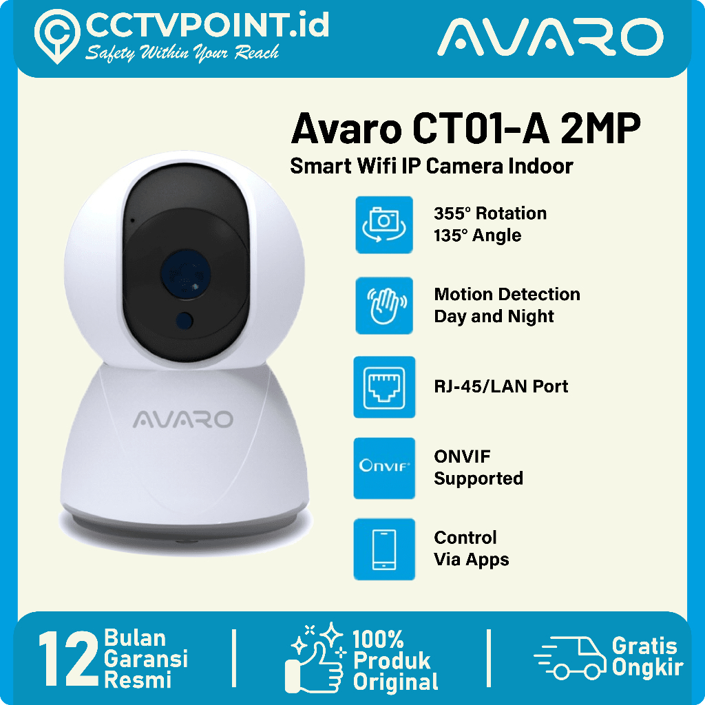 Jual AVARO Smart WiFi IP Indoor PTZ CT01-A 2MP ONVIF | Shopee Indonesia