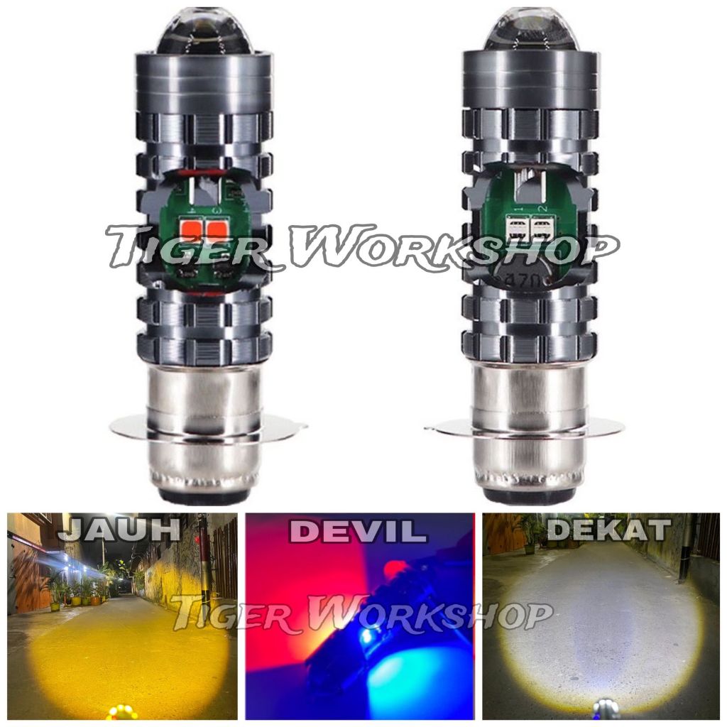 Jual Lampu Utama LED H6 D3 Tipe Laser Senja Biru Merah High Low ...