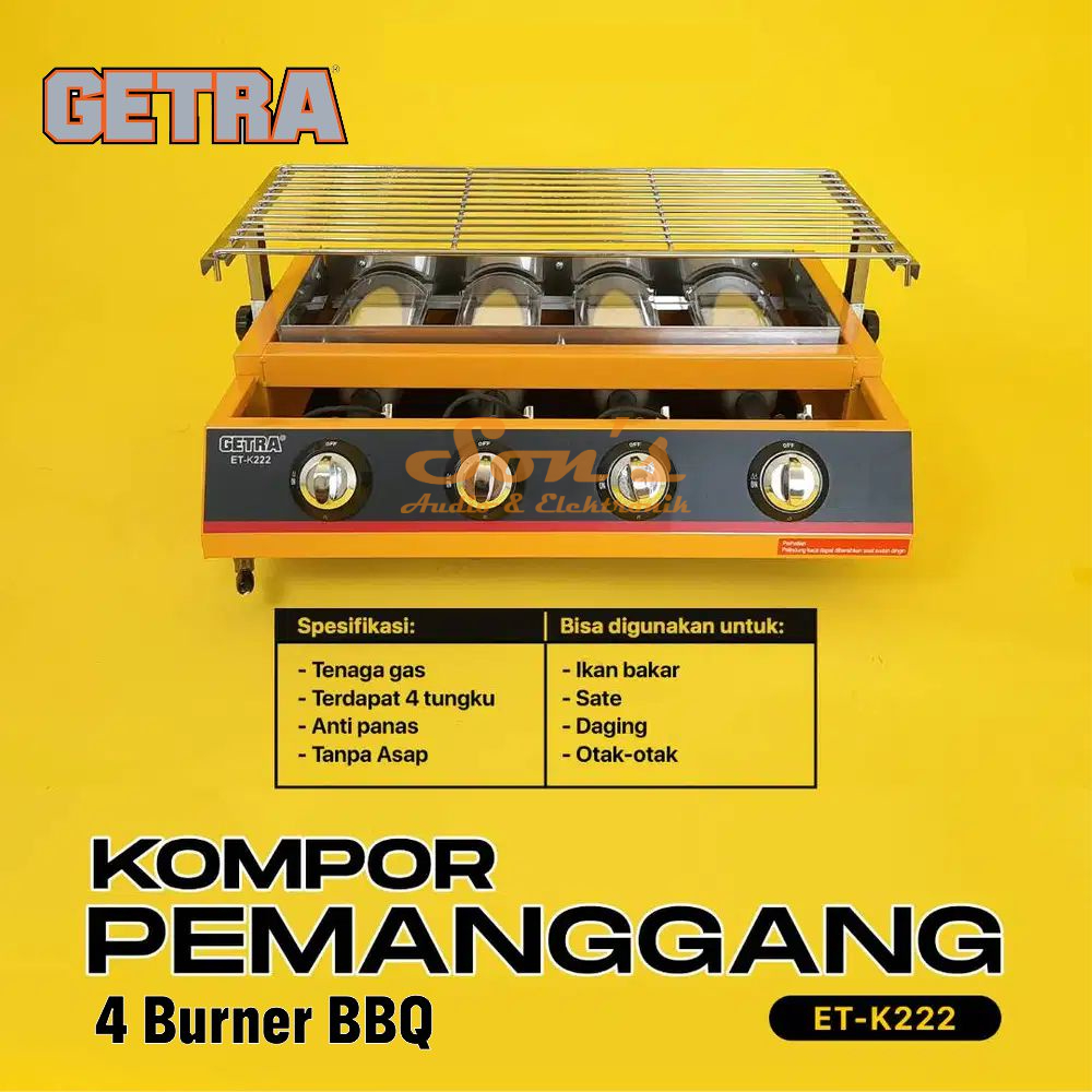 Jual GETRA Griller 4 Burner BBQ ET-K222 | Shopee Indonesia
