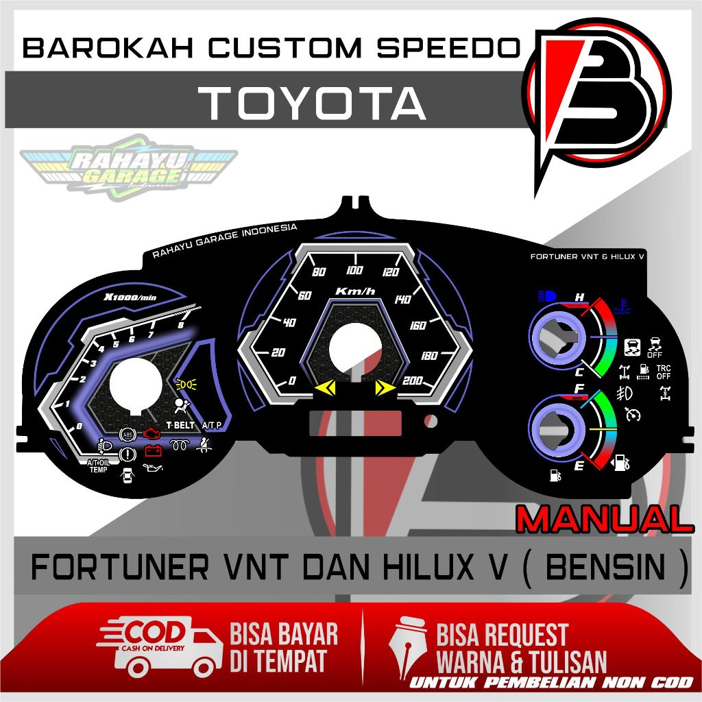 Jual papan speedometer custom fortuner vnt dan hilux v manual bensin ...