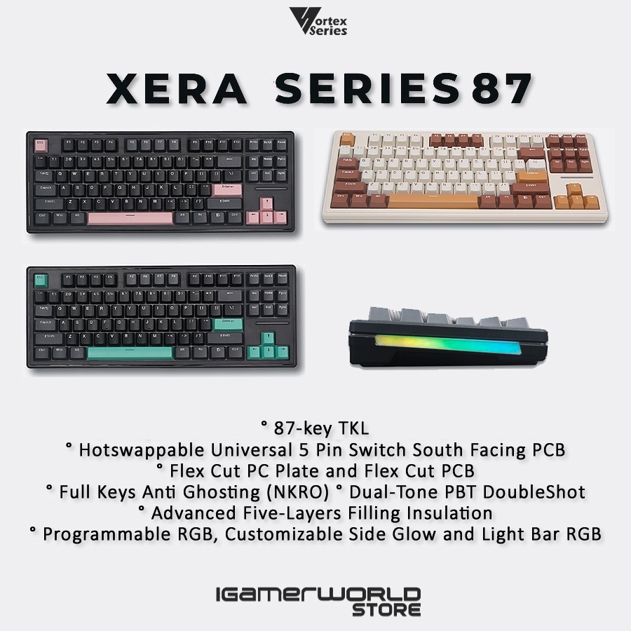 Jual VortexSeries Xera Series 87 Wired Mechanical Keyboard Gasket Mount ...
