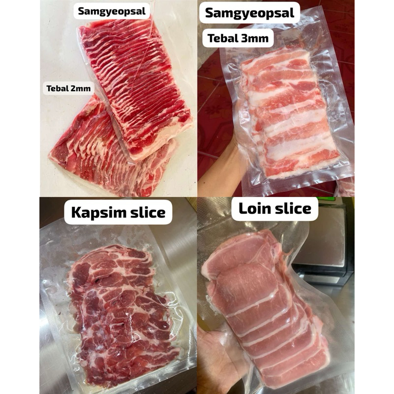 Jual pork slice/ loin slice/ babi slice/ pork belly slice/kapsim slice ...