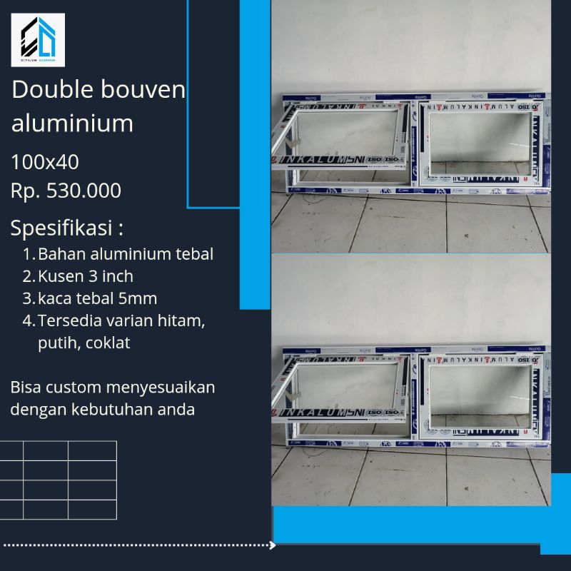 Jual jendela double bouven aluminium | Shopee Indonesia