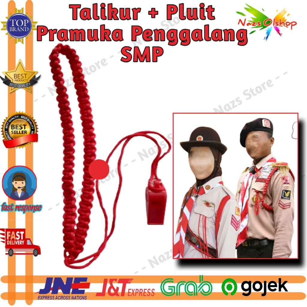 Jual Tali Kur + Pluit Pramuka Penggalang Warna Merah ukuran Besar ...