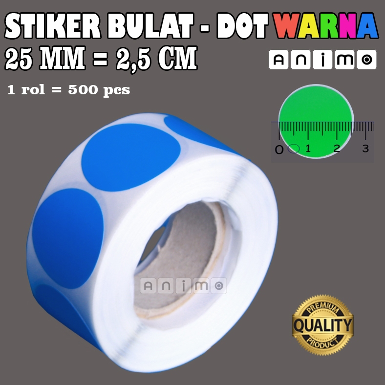 Jual Stiker Bulat Warna - COLOR DOT STICKERS - ROL 25 MM = 2,5 CM ...