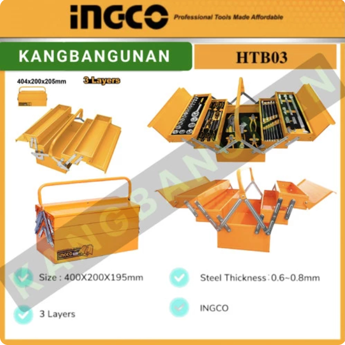 Jual INGCO HTB03 TOOL BOX BESI HD KOTAK PERKAKAS 3 TINGKAT TOOL SET ...