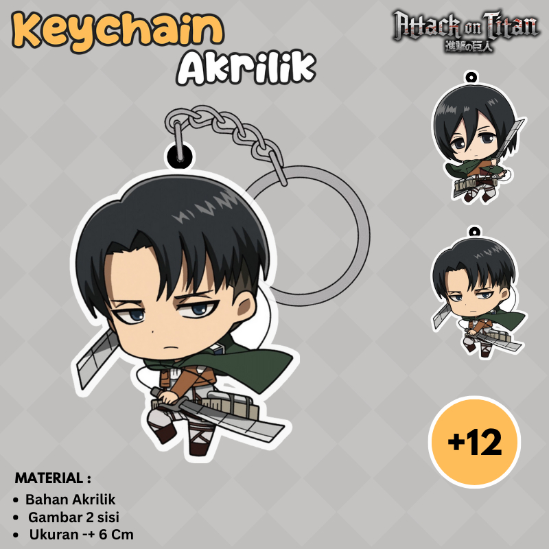 Jual [Attack on titan] Keychain & strap hp full akrilik versi Levi ...