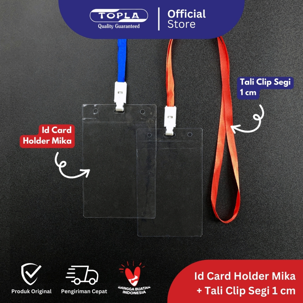 Jual TOPLA ID CARD MIKA + Tali Segi 1 CM/ Name Tag Panitia/ Plastik ...