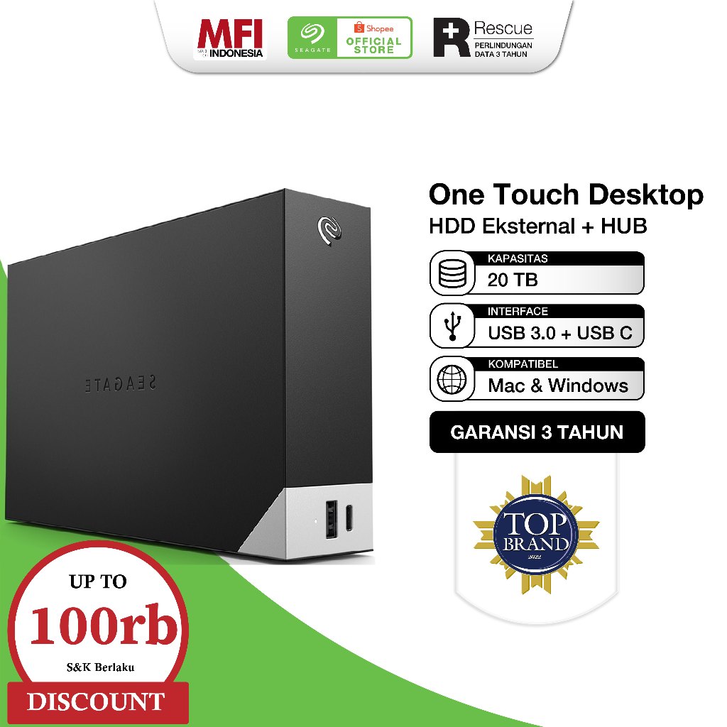 Jual Seagate One Touch Desktop Hub HDD / Hardisk Eksternal 20TB USB3.0 ...