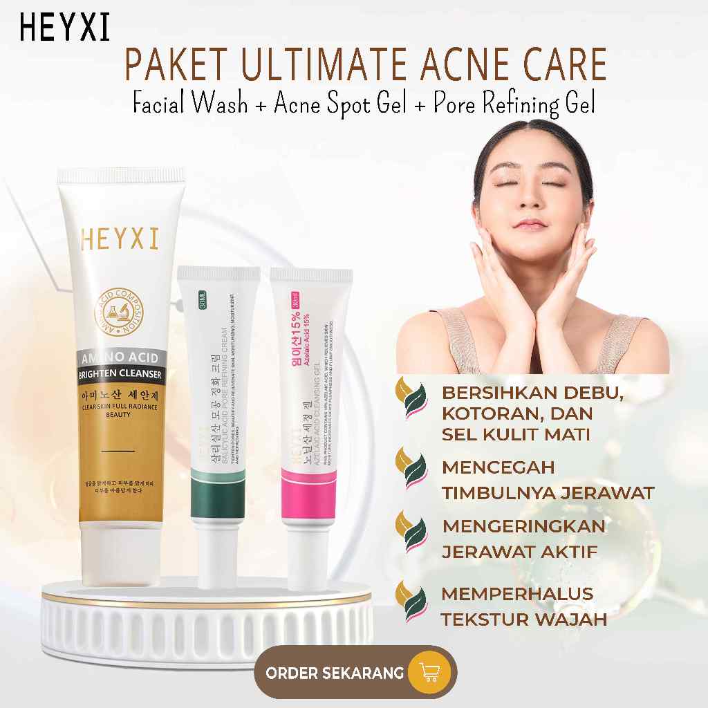 Jual HEYXI Paket Ultimate Acne Care 3in1 (Azelaic Acid Cleansing Gel ...