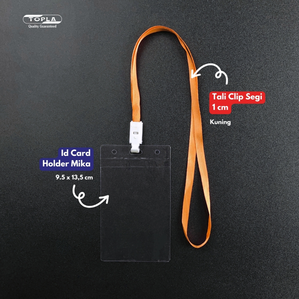 Jual TOPLA ID CARD MIKA + Tali Segi 1 CM/ Name Tag Panitia/ Plastik ...