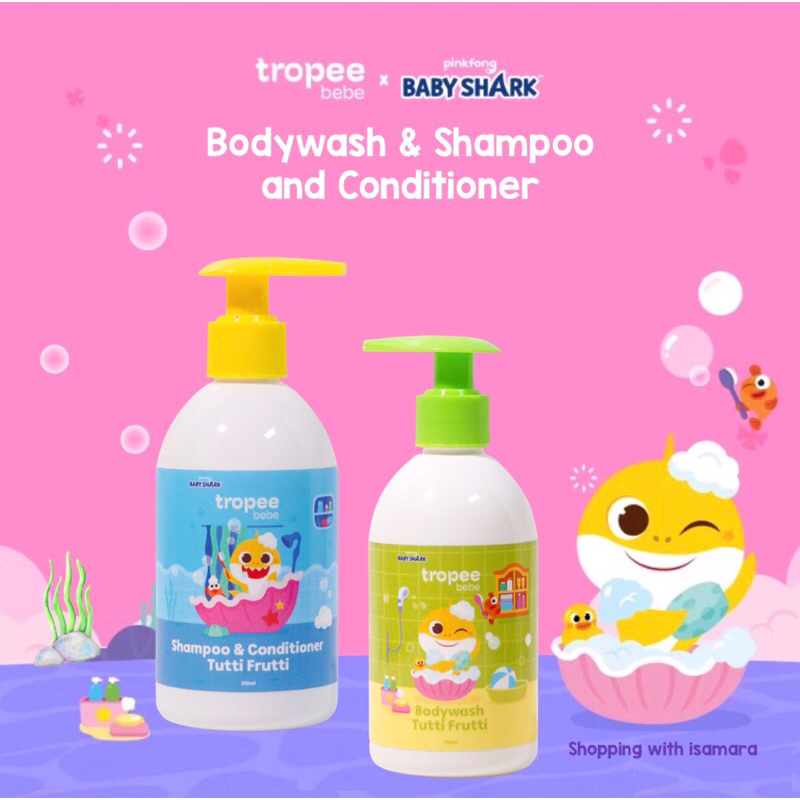Jual Tropee Bebe x Pinkfong Baby Shark Bodywash, Shampoo & Conditioner / Sabun Mandi, Sampo dan ...