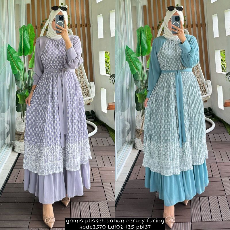 Jual Gamis plisket ceruty furing kode2370 | Shopee Indonesia