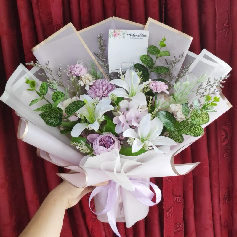 Jual Mix lily artificial & dried flowers bouquet / Buket bunga palsu ...