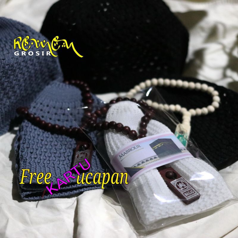 Jual Peci dewasa, oleh-oleh haji dan umroh, peci rajut +tasbih 33 free ...