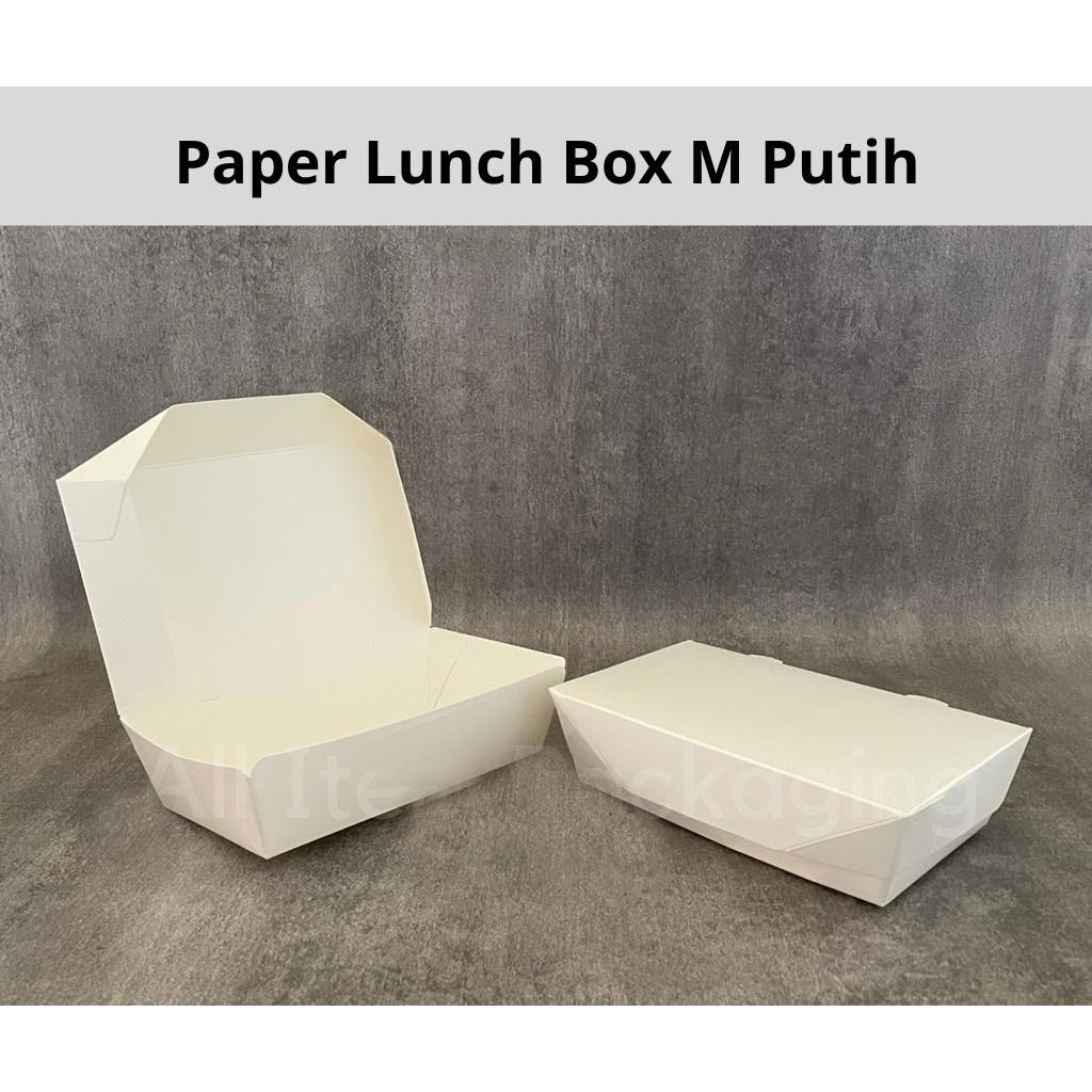 Jual Paper Food Lunch Box Medium IMP Polos / Paper Lunch Box M @50 Pcs ...