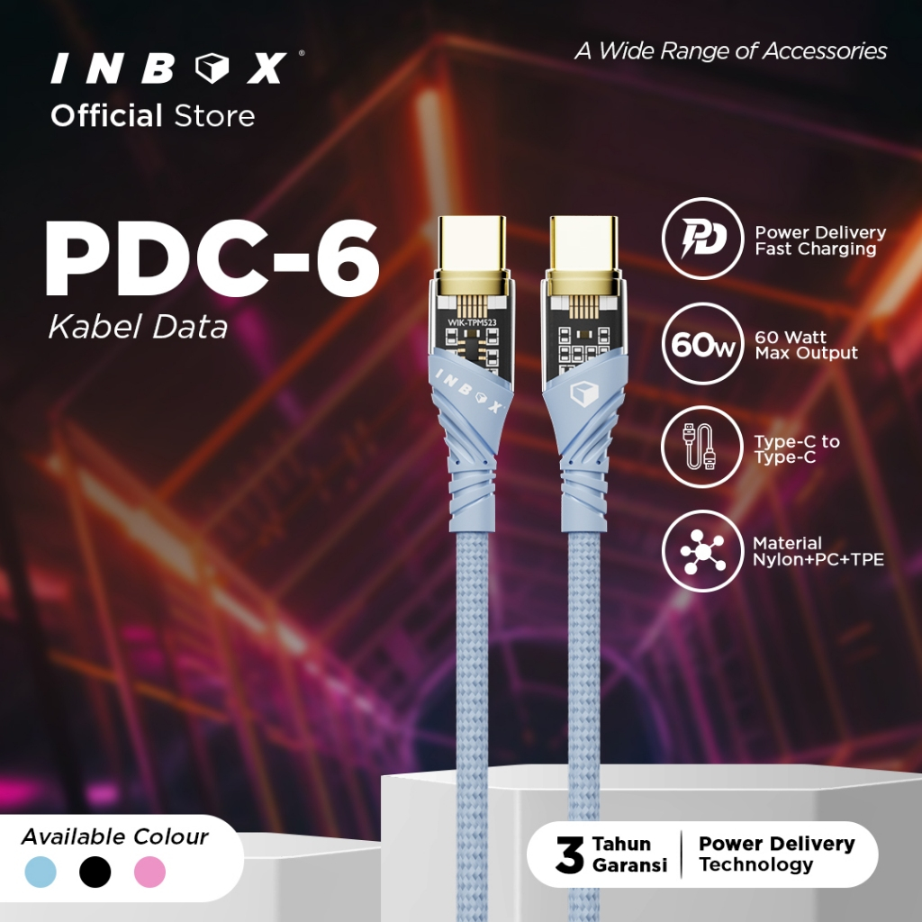 Jual Inbox Kabel Data PDC-6 USB Type C to Type C 60W Fast Charging ...