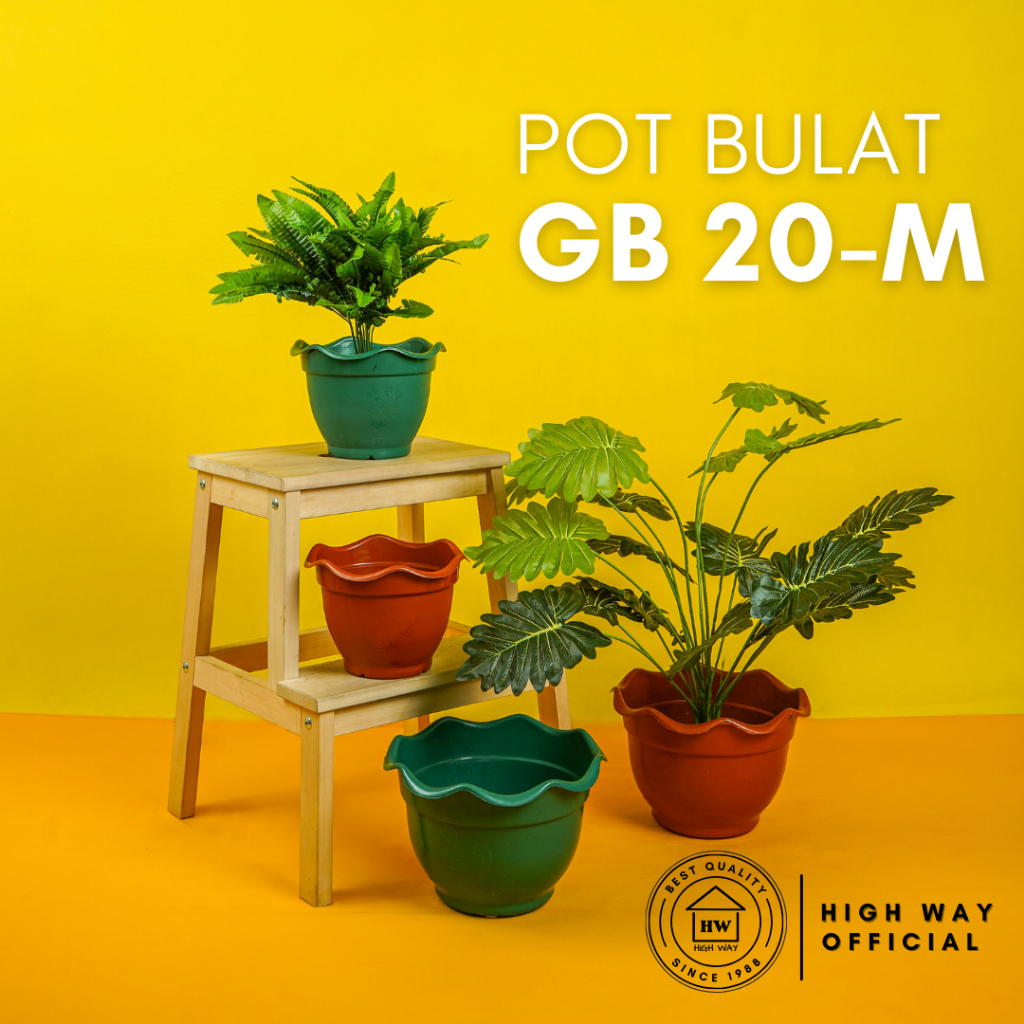 Jual HIGH WAY - Pot Bulat GB 20-M Model Gelombang Motif Bunga Ukuran ...