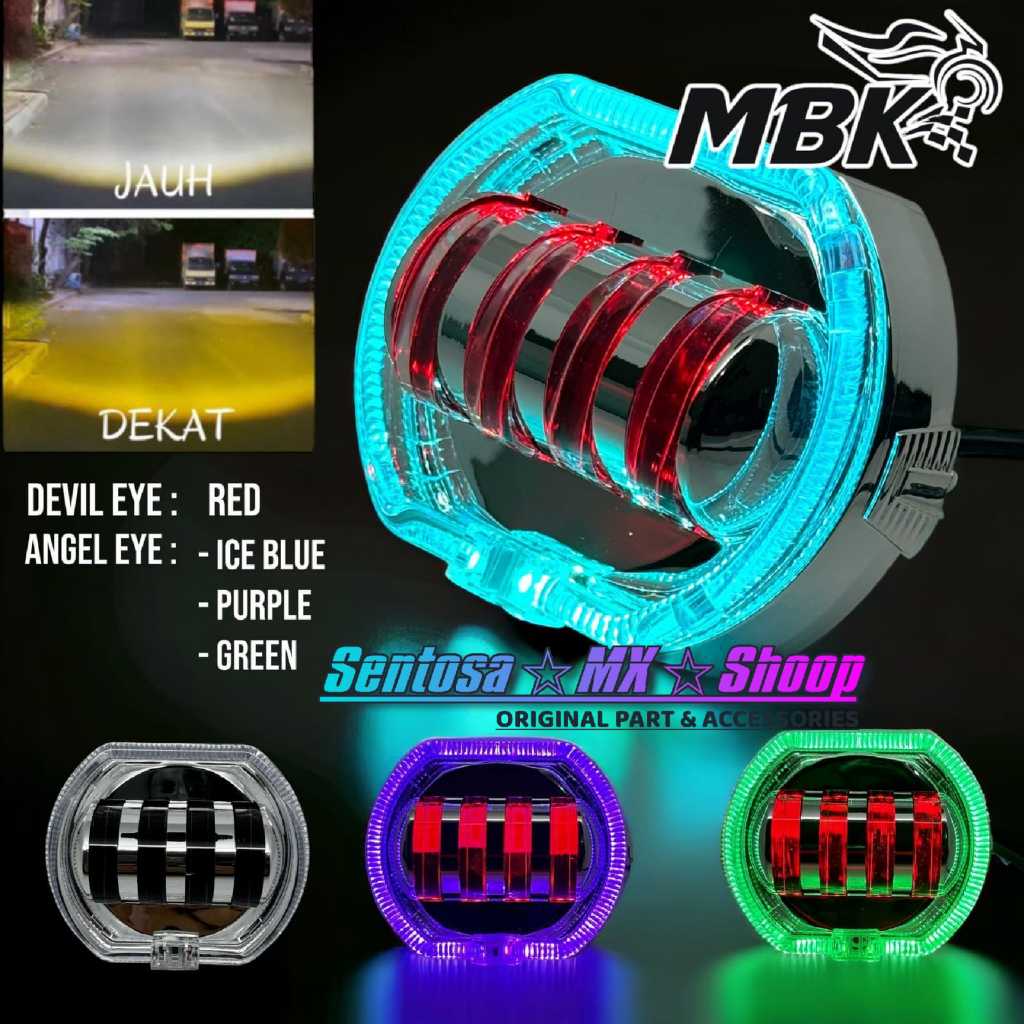 Jual LAMPU UTAMA BILED DAYMAKER 4 LENSA LAMPU DEVIL WARNA MERAH ANGEL ...