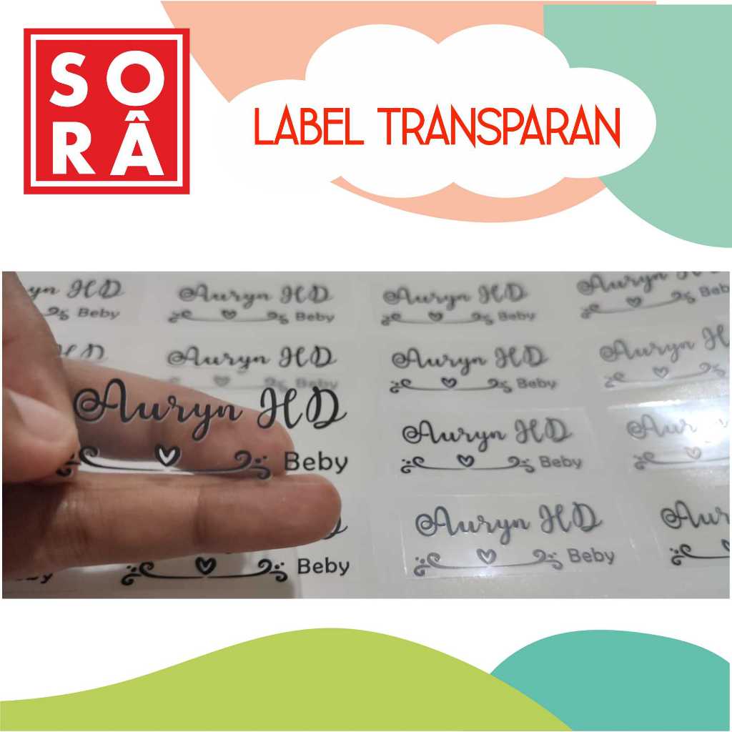Jual Sticker label nama transparan stiker satuan | Shopee Indonesia