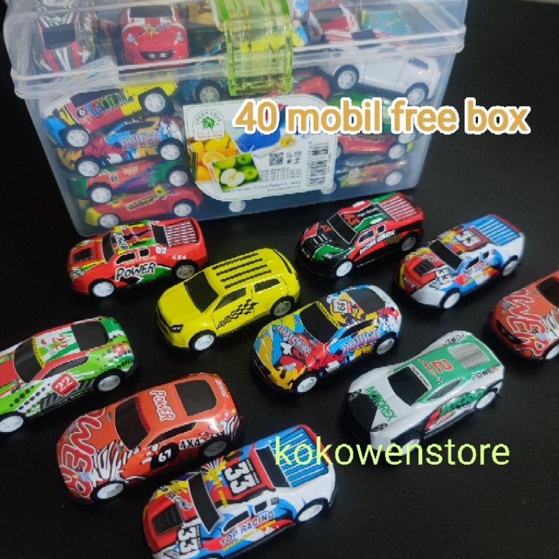 Jual (PAKET KADO PREMIUM 40 MOBIL+BOX) mobil mainan mini anak pullback ...