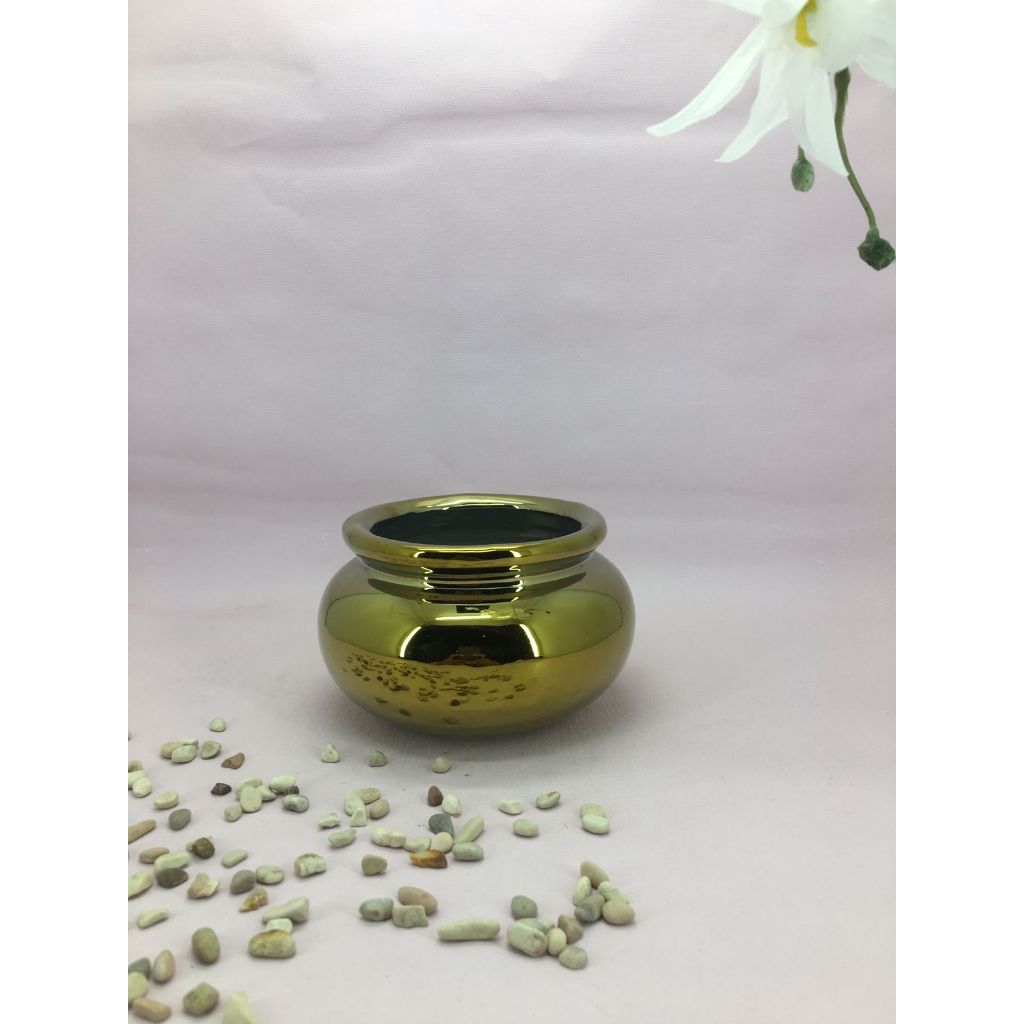 Jual Vas Bunga Keramik Bokor mini Gold Dekorasi Ruangan Minimalis ...