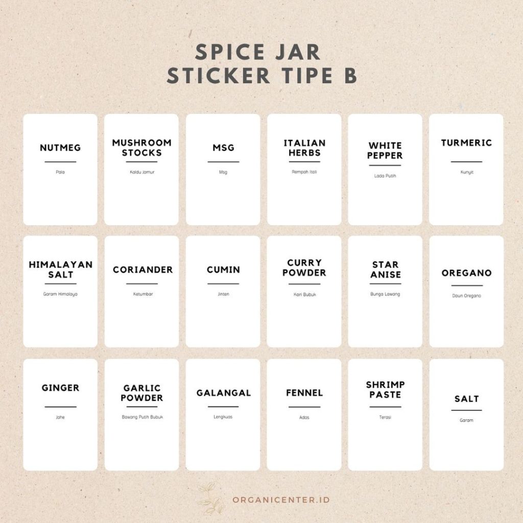 Jual Label Sticker Botol Bumbu Dapur Lengkap Anti Air Kaca Estetik ...