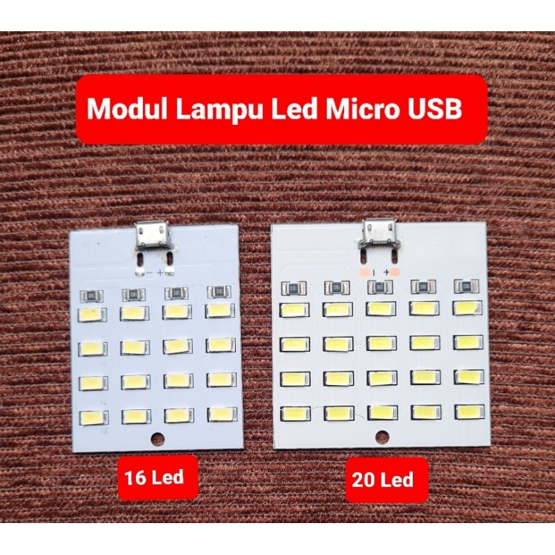 Jual modul Lampu led 5730 20 titik dan 16 titik emergensi micro USB 5V ...
