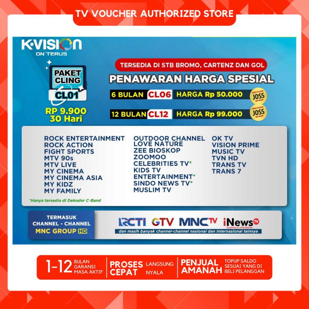 Jual K VISION Paket CLING 1Tahun/360 Hari MNC GROUP K-VISION CL12 ...