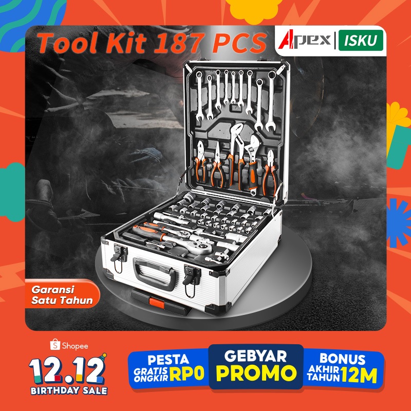 Jual ISKU Toolkit Set 82/187 PCS /kunci shock set/Tool box Perkakas Bengkel set/kunci Bengkel ...