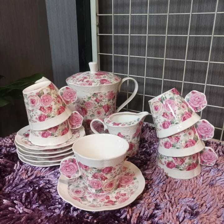 Jual gelas set / gelas 1 set / gelas shabby chic / gelas porcelain ...