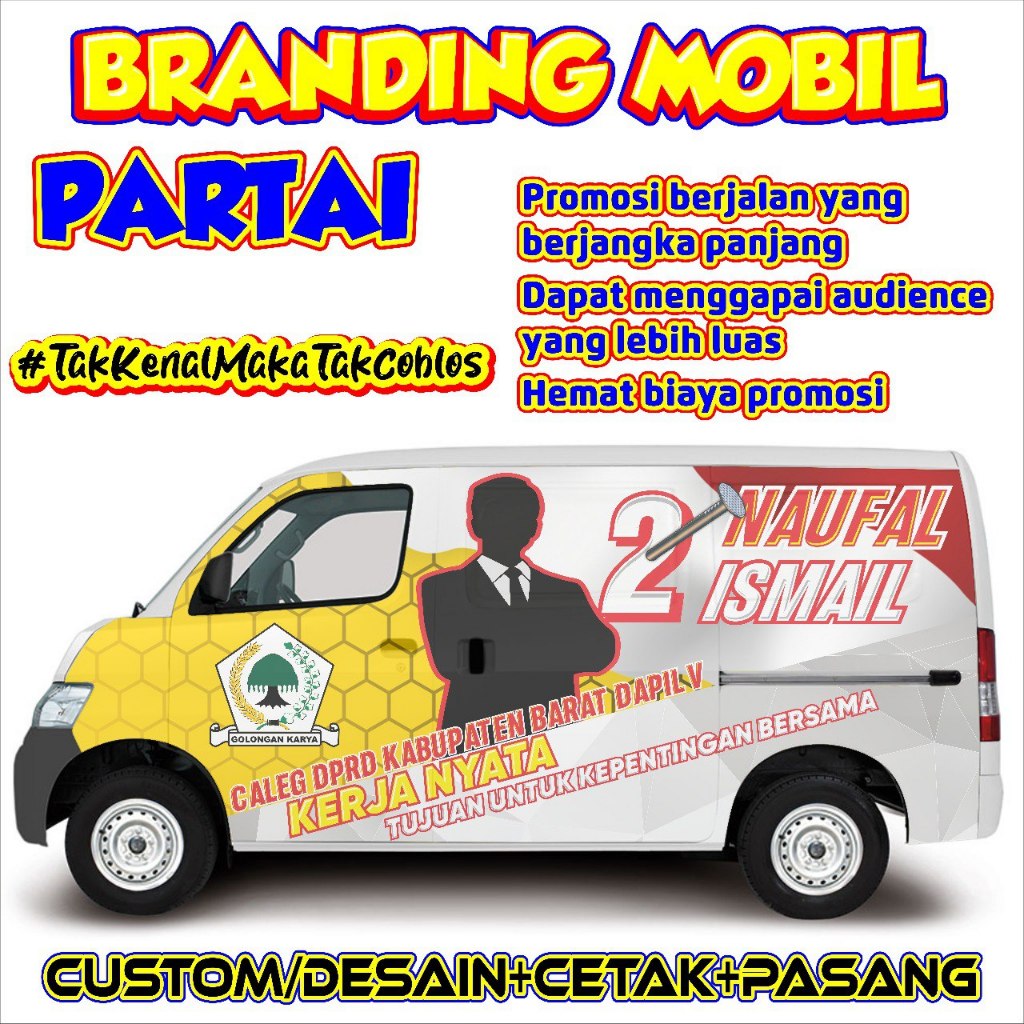 Jual MURAH Stiker Branding Mobil Caleg Partai Pemilu Custom - Mobil ...