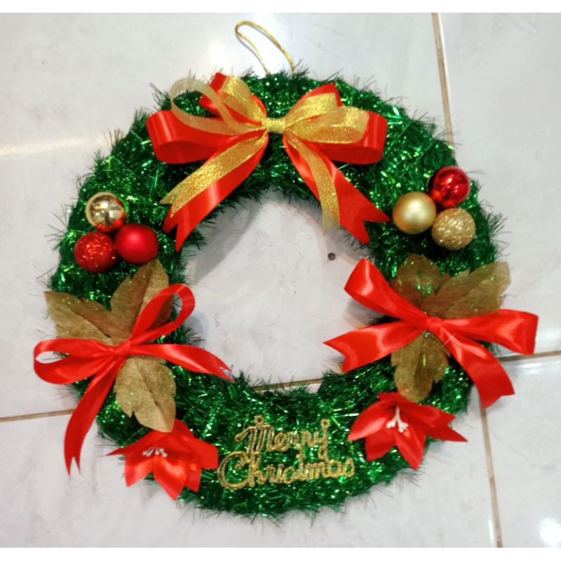 Jual krans natal krans chrismast hiasan pintu natal ukuran 30 cm ...