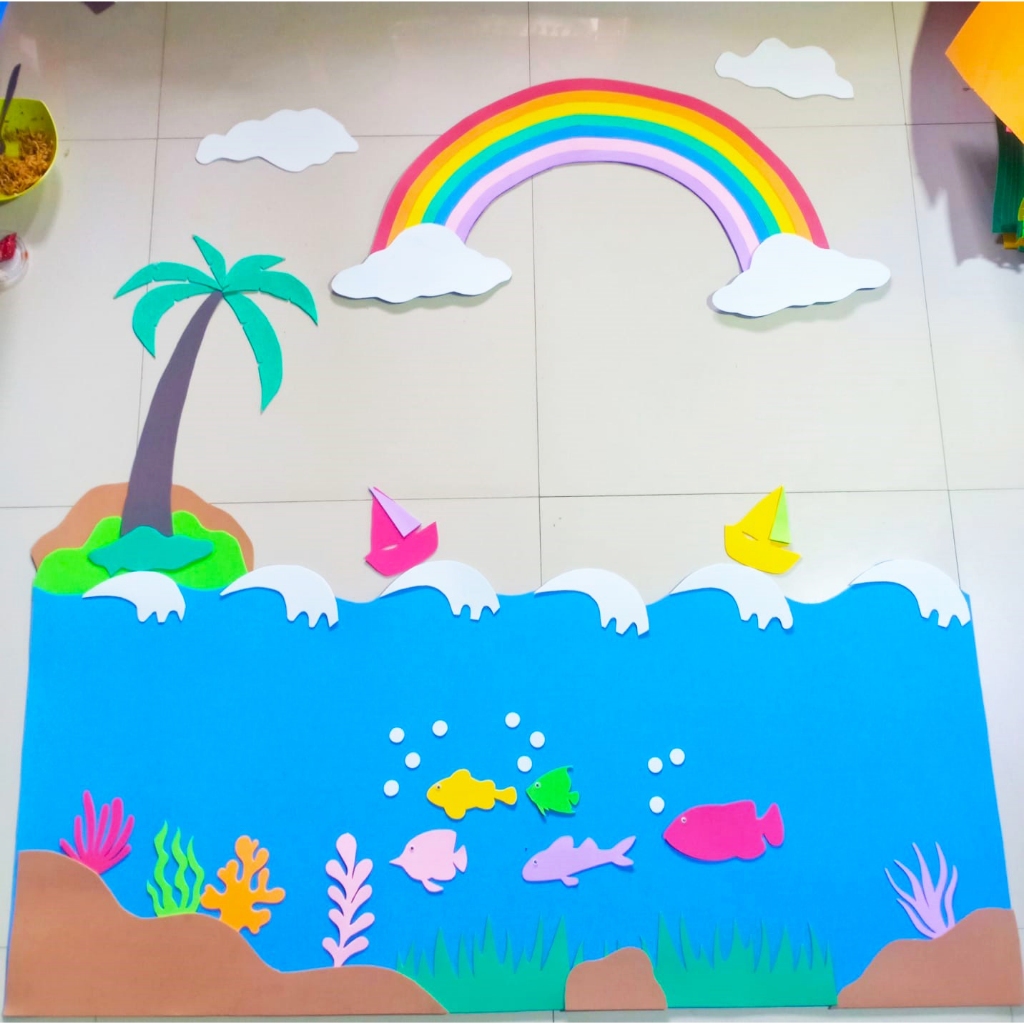 Jual 1 Set Hiasan Dinding Kelas Tema Laut Ikan Pelangi Untuk Dekorasi Sekolahan PAUD TK SD Pojok ...