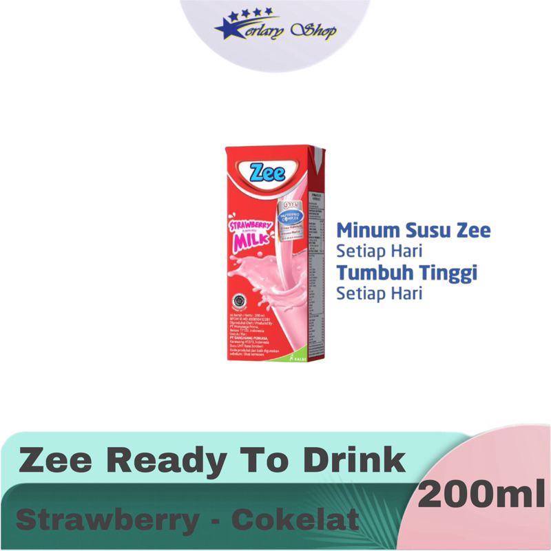 Jual Zee Liquid UHT Strawberry Milk Shake / Chocolate 200ml | Shopee ...