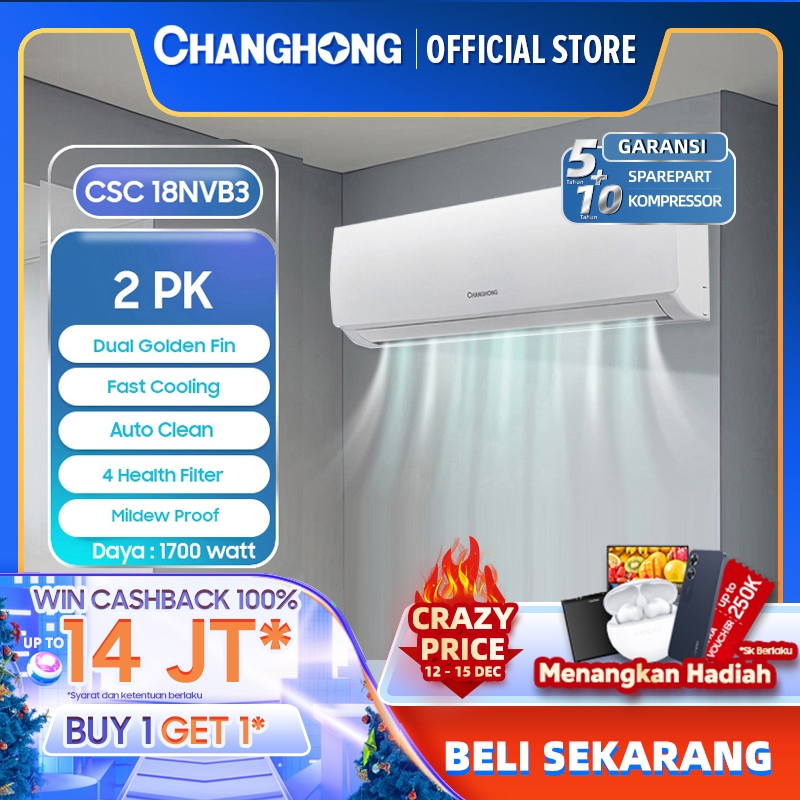 Jual CHANGHONG AC 2 PK STANDARD CSC 18NVB3 [INDOOR + OUTDOOR UNIT ONLY ...