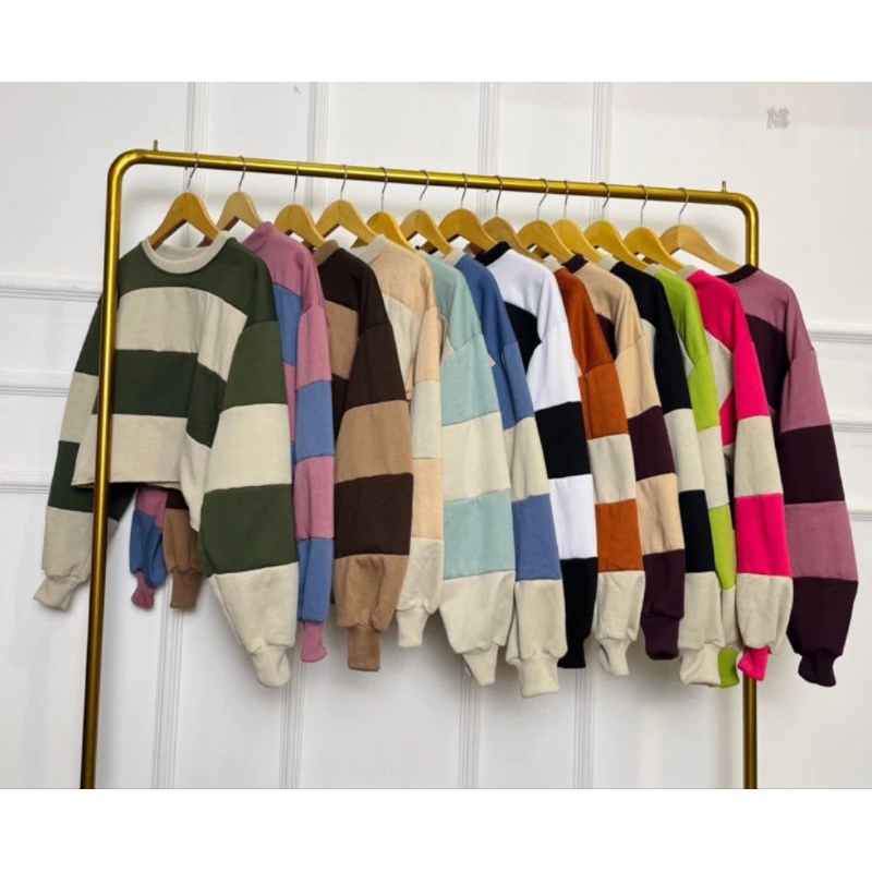Jual SWESTER COUPLE STRIP POCKET | Shopee Indonesia