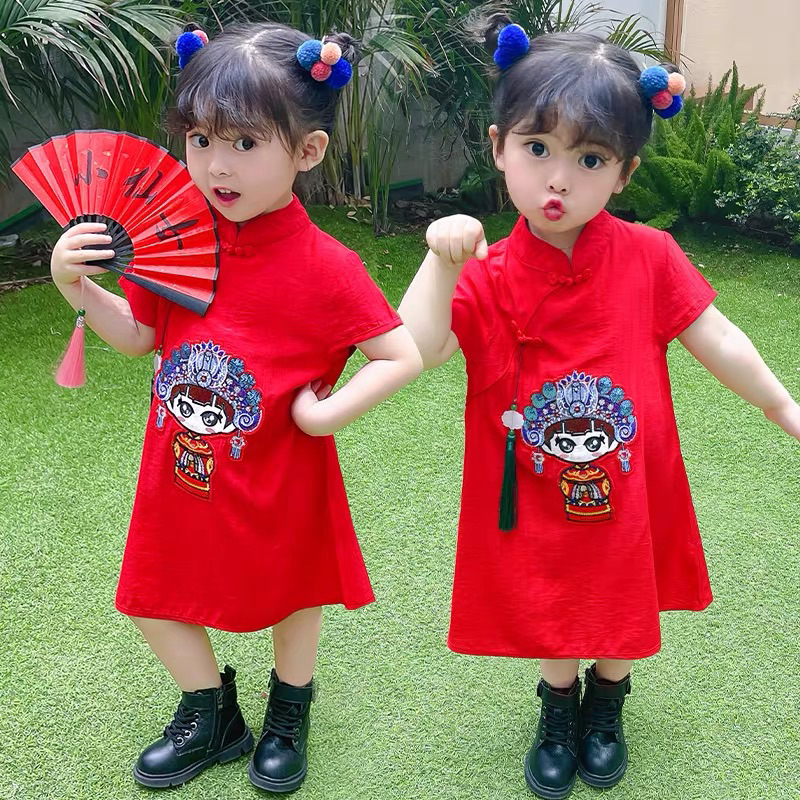 Jual KH9-26 Dress cheongsam anak perempuan lengan pendek / mini dress ...