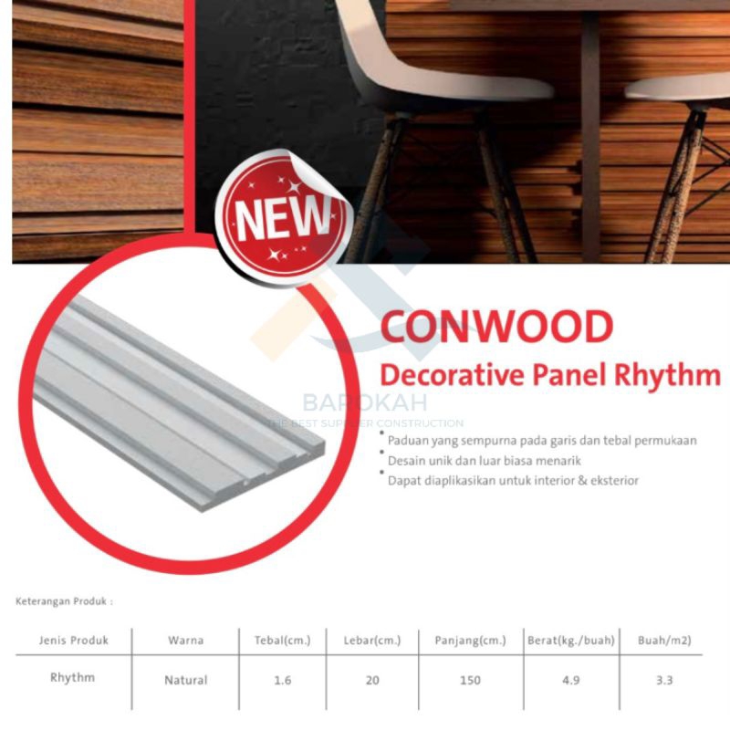 Jual Conwood Decorative Panel Rhytm / Conwood Dinding (Panjang 150cm ...