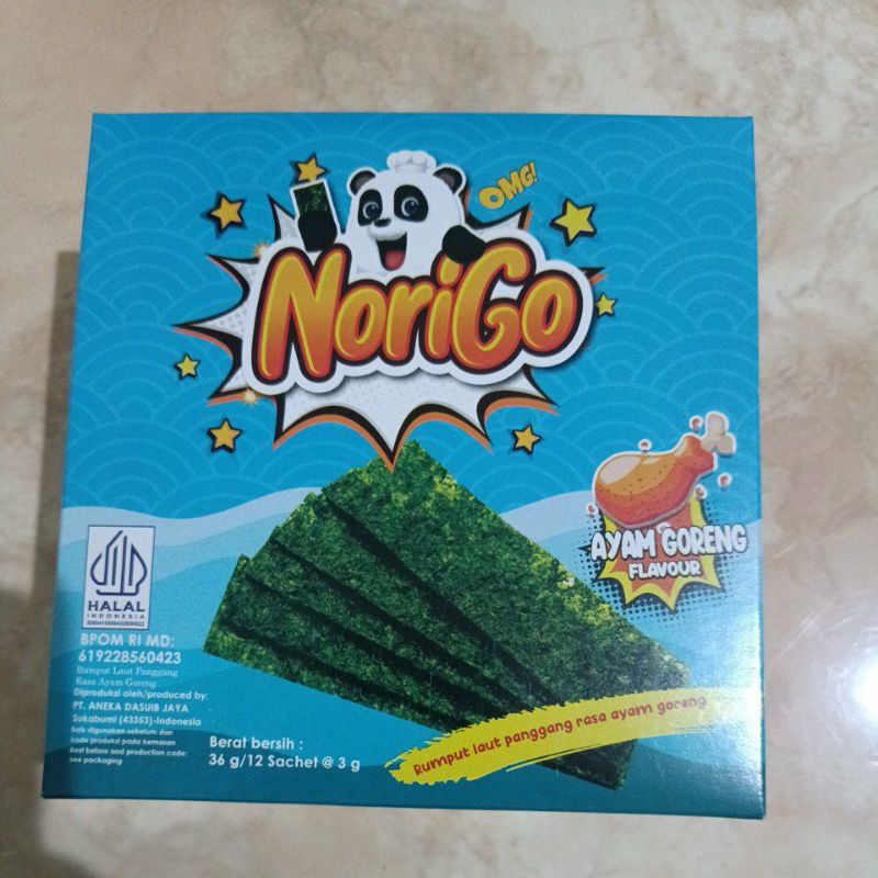 Jual Norigo rumput laut panggang rasa ayam goreng 1 box isi 12 sachet ...