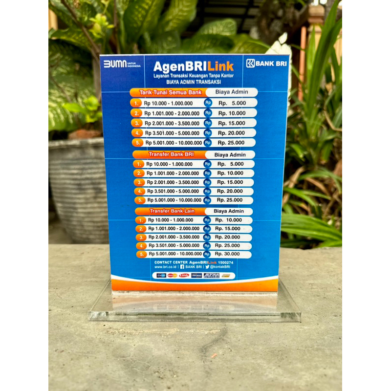 Jual PAPAN AKRILIK BIAYA ADMIN AGEN BRI BISA REQUEST UKURAN 15x20 ...