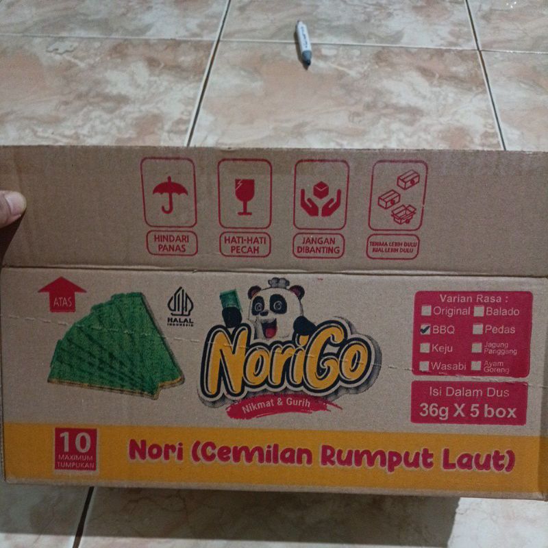 Jual Norigo rumput laut panggang rasa pedas 1 karton isi 5box@12 sachet | Shopee Indonesia