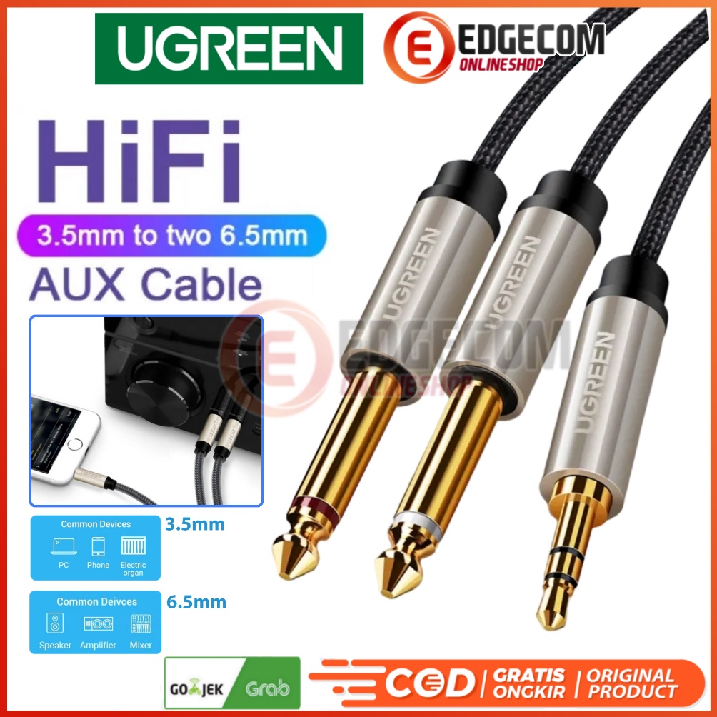 Jual Best Terlaris.. UGREEN Kabel Audio 3,5mm to Dual 6,35mm Adapter Gold Plated KGB | Shopee ...