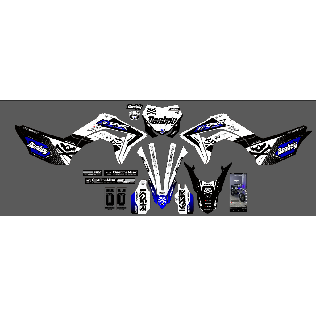 Jual WHITE SPLATTER SERIES !!! Custom Decals KLX, DTX , WR, CRF ...