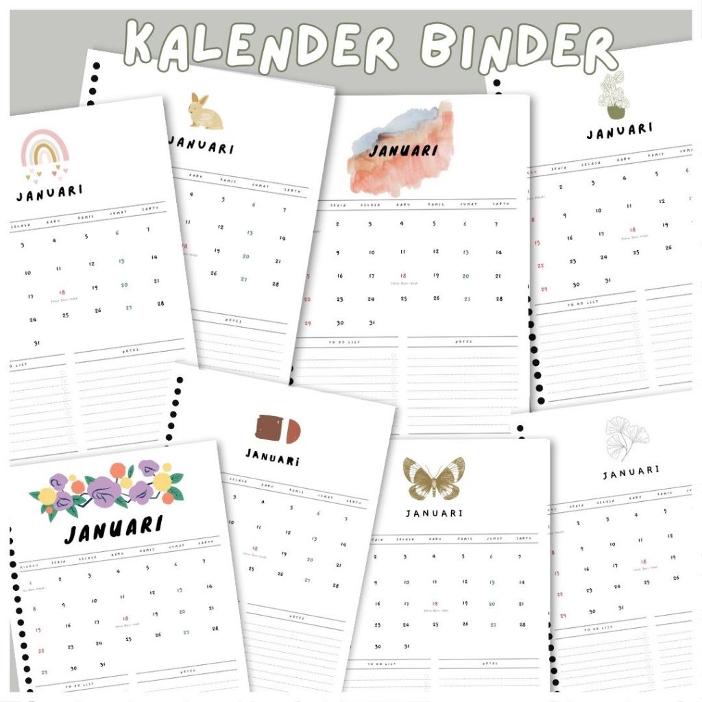 Jual Loose Leaf / Isi Binder Kalender Aesthetic 2025 / 2026 + LIBUR ...