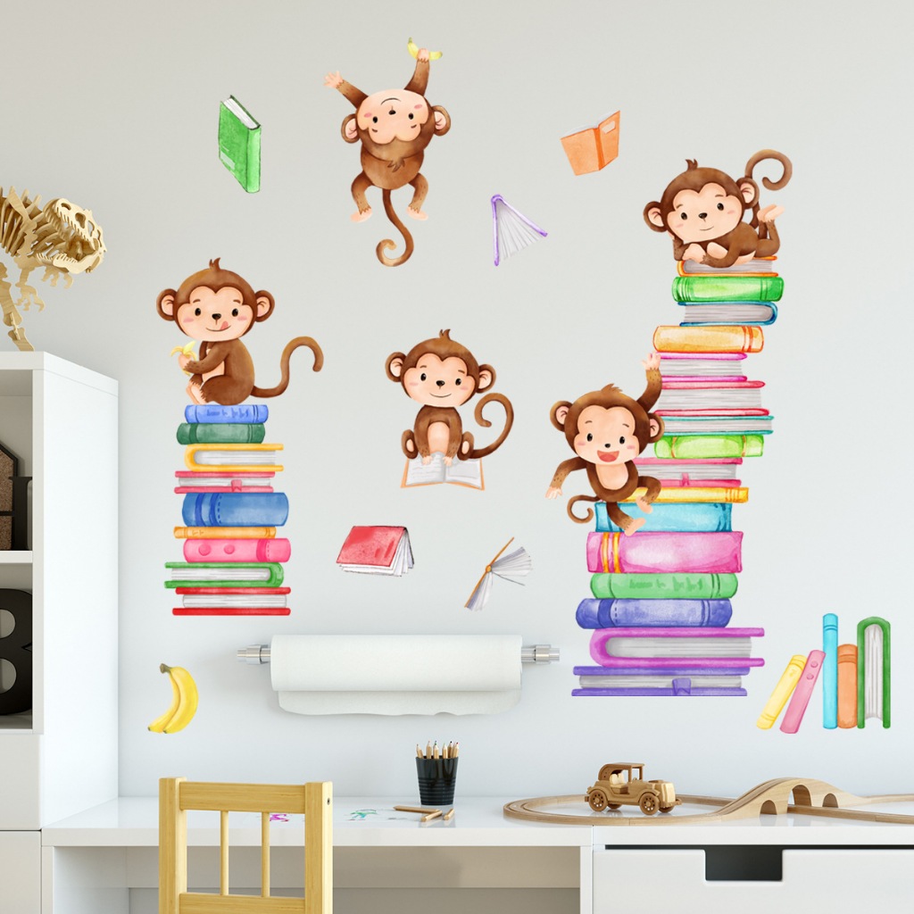 Jual Stiker dinding hutan, stiker dinding hewan kartun, stiker dinding ...
