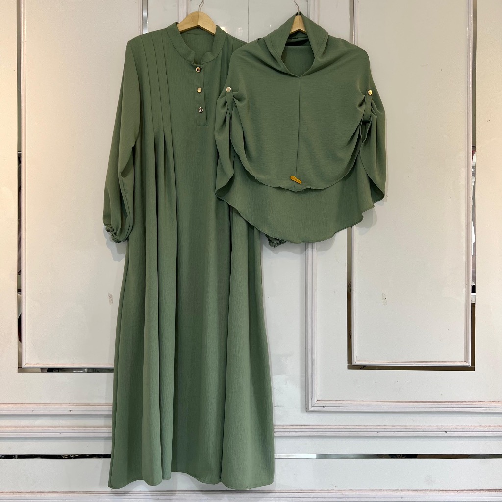 Jual Raquella Dress | Gamis Jumbo Set Hijab LD 130cm Crinkle Airflow ...