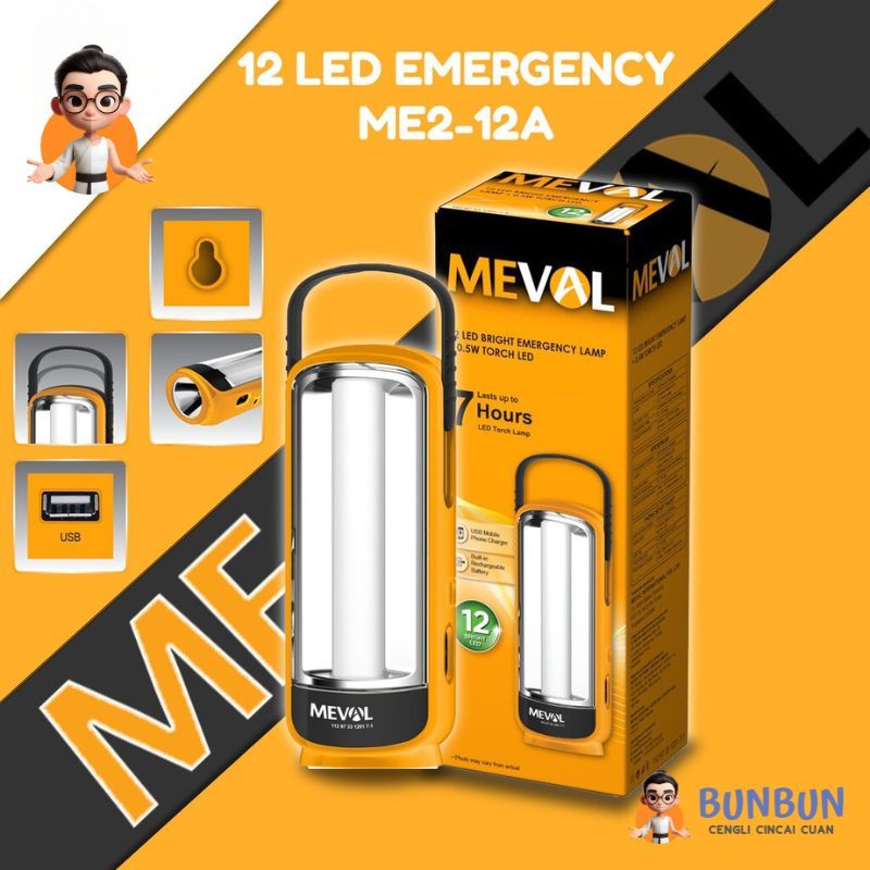 Jual Lampu Emergency - Lampu Darurat 12 LED Bright + 0.5W Senter LED ...
